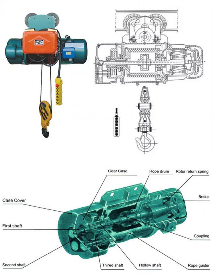 Wire Rope Type 5 Ton Electric Hoist Remote Control For Overhead Crane