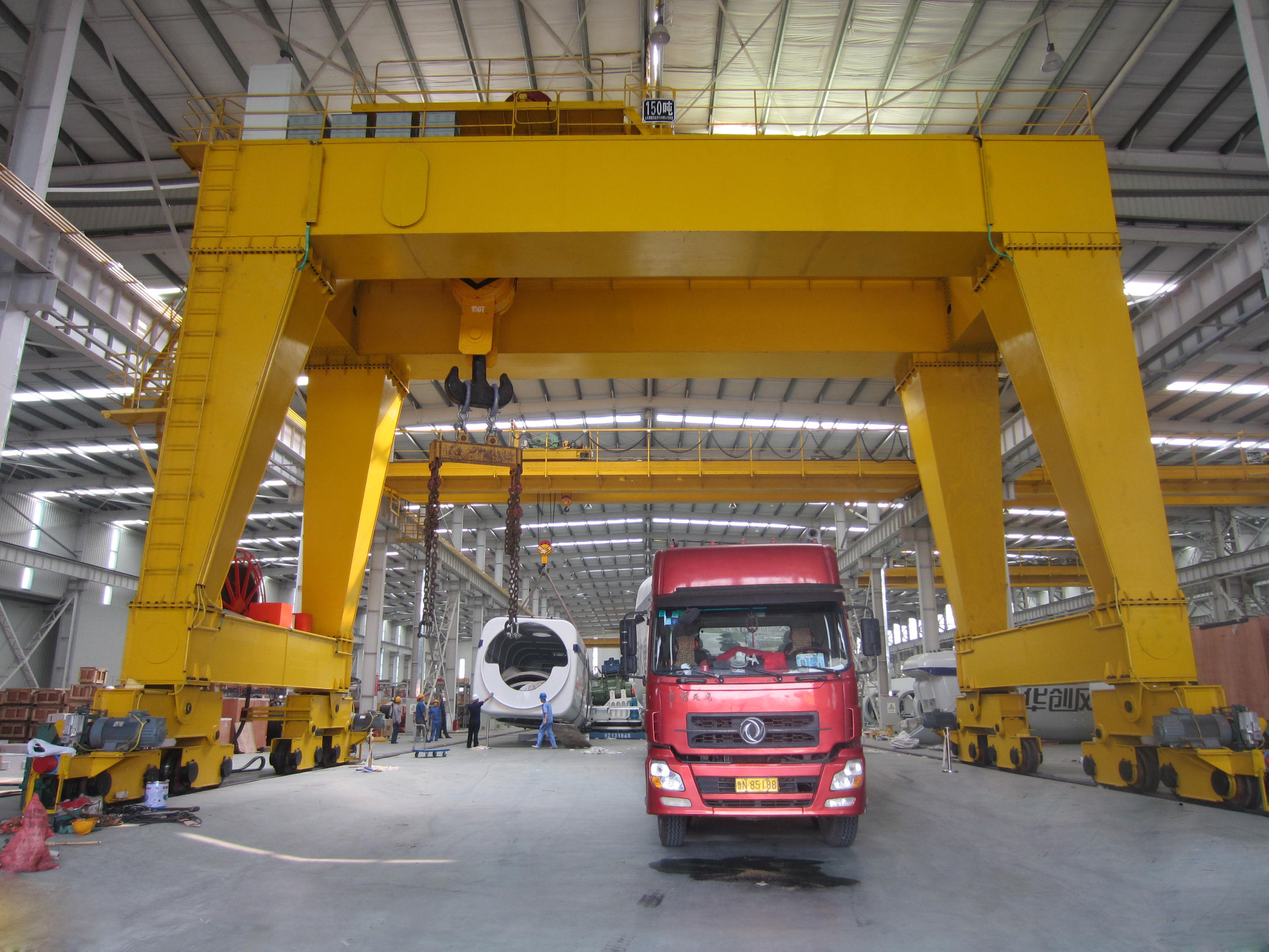 Electric 150 Tons Ip54 / Ip65 Double Girder Overhead Crane For Heavy ...
